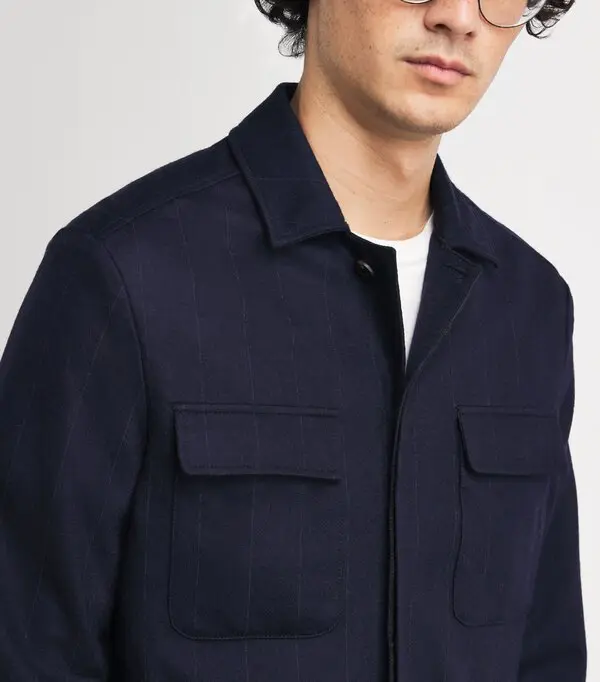 Eleventy Wool Stripe Overshirt