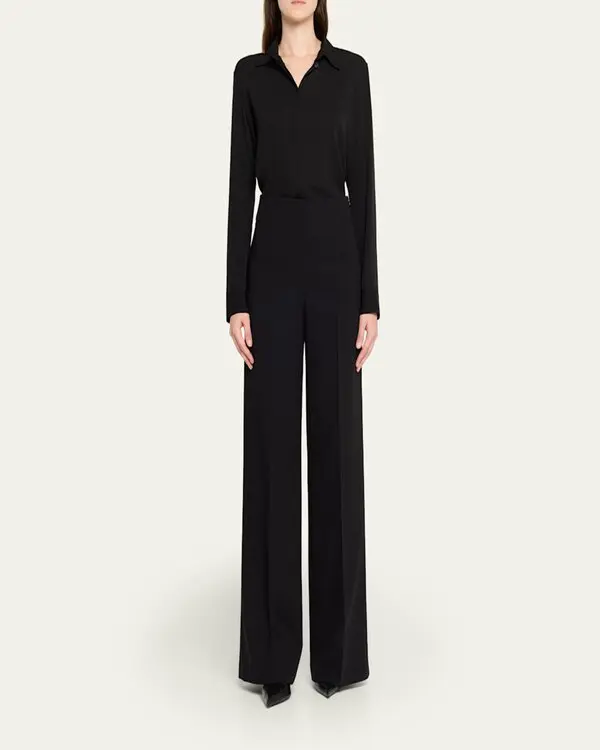 Akris Double-face Wool Bootcut Trousers