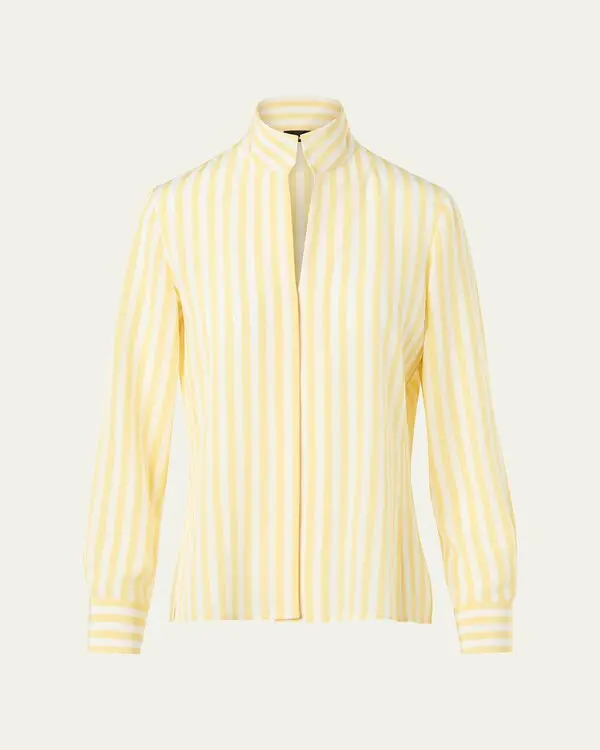 Akris Striped Silk Crepe Button-down Shirt