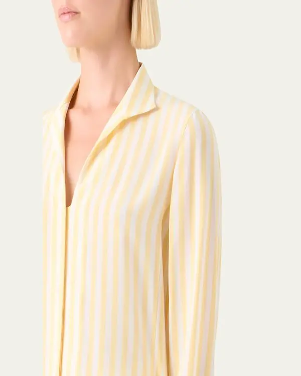 Akris Striped Silk Crepe Button-down Shirt
