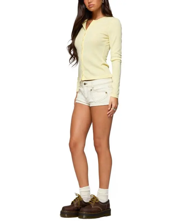 EDIKTED Maeva Pointelle Button-up Top