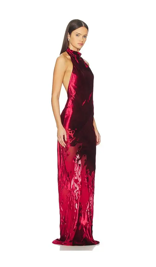 THE SEI Halter Bias Gown - Ruby
