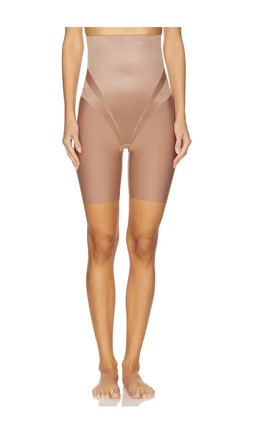Spanx Spanxsculpt Ultra Sculpt High Waist Mid Thigh In Tan - Cafe Au Lait