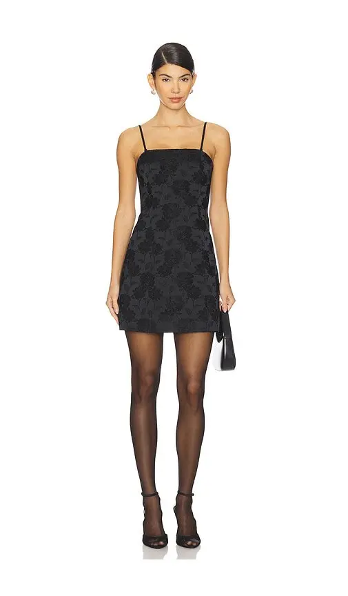 green emerald velvet dress Mercer Drop Waist Mini Dress in Black