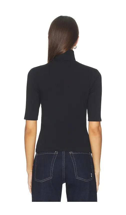 Susana Monaco Mock Neck Elbow Sleeve Top