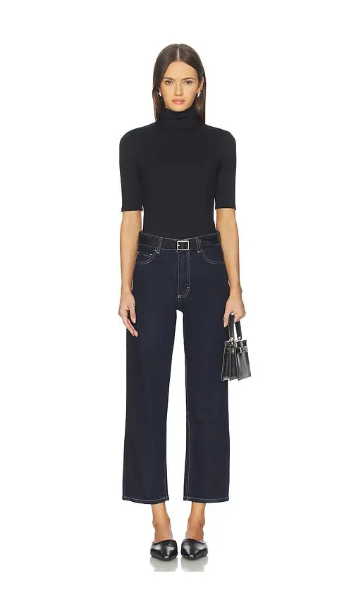 Susana Monaco Mock Neck Elbow Sleeve Top