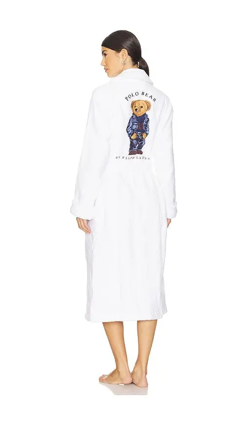 Polo Ralph Lauren Bear Back Robe In Ivory - White Cloud & Denim Bear