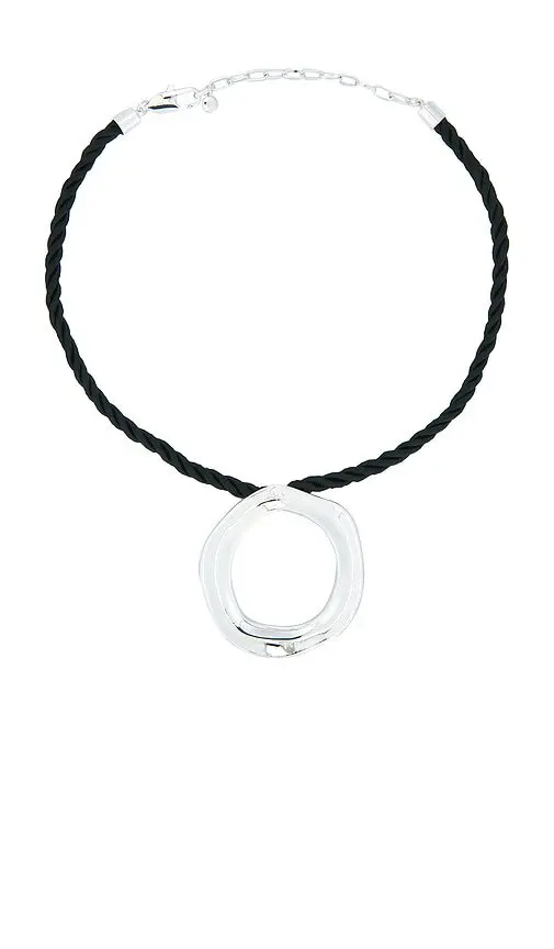 Ettika Open Circle Silk Necklace - Black & Silver