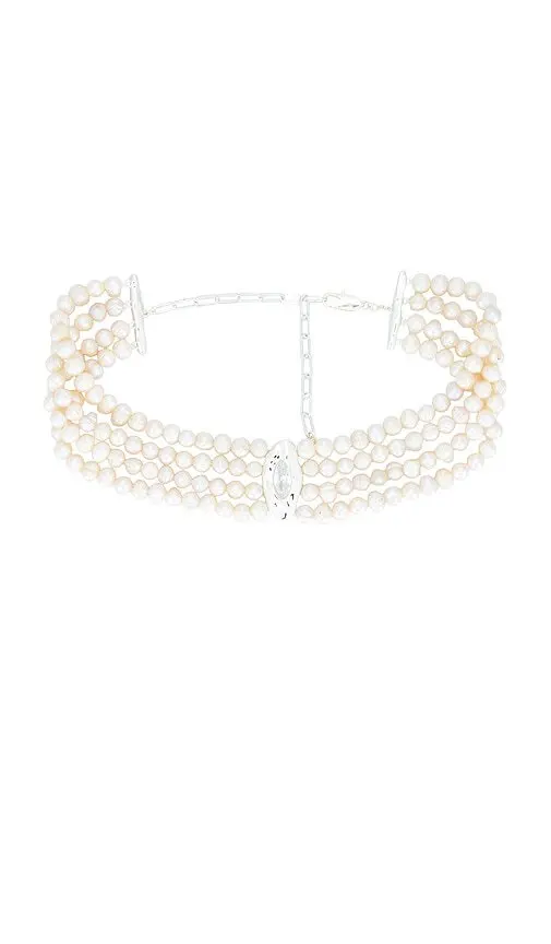 Ettika Liquid Luxe Pearl Statement Choker - Silver