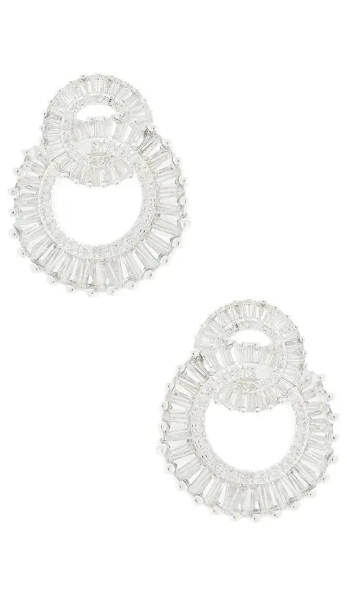Ettika Rotating Circles Crystal Earrings - Silver