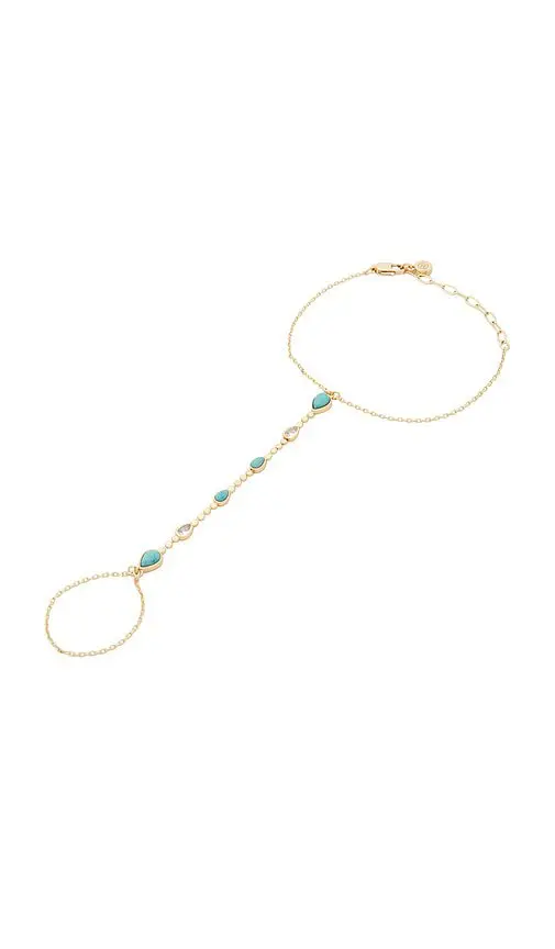 Ettika Dripping Crystal Hand Chain - Turquoise & Gold