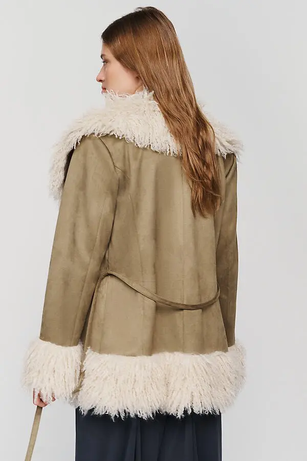 Maeve Belted Faux Fur Coat Jacket