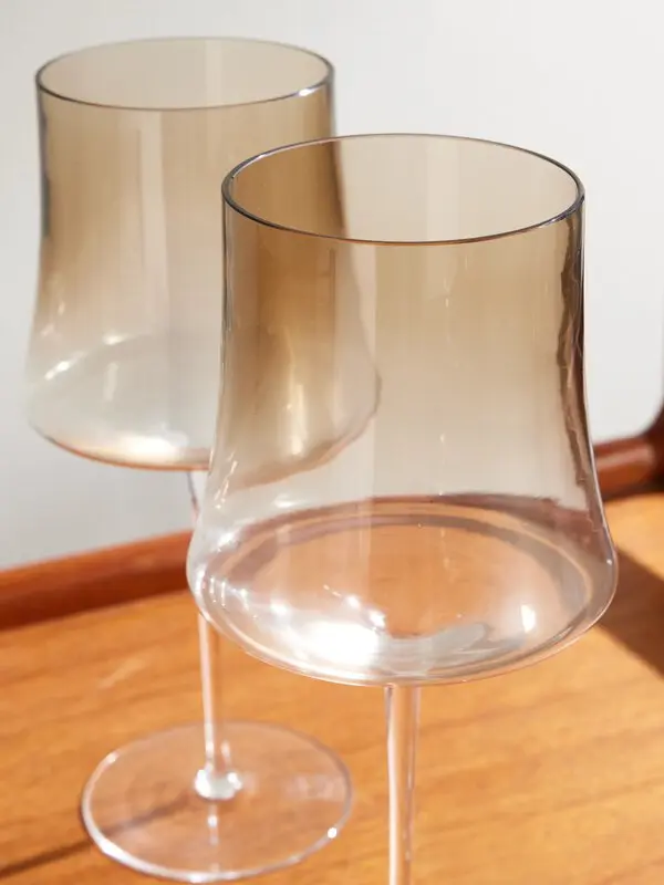 Brunello Cucinelli Set Of Two Murano Wine Glasses - Brown