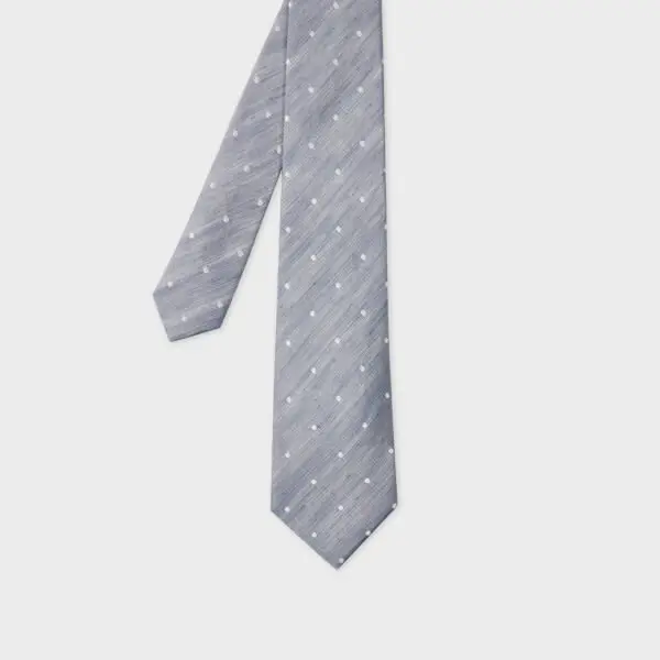 Paul Smith Linen-silk Blend Polka Dot Tie - Blue