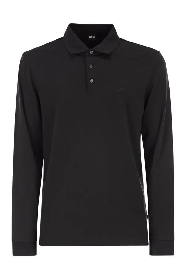 BOSS Regular Fit Polo Shirt In Interlock Cotton - Black