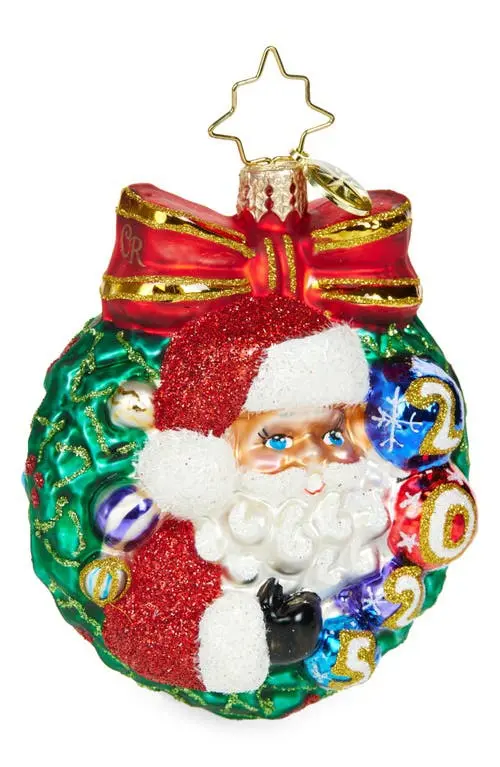 CHRISTOPHER RADKO Smiling Through 2025 Glass Ornament - Green/red