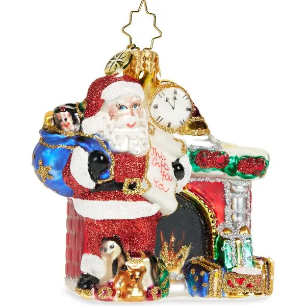 CHRISTOPHER RADKO Nice List Santa Glass Ornament - Red