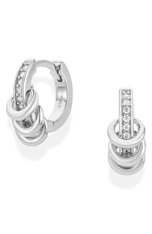 MOD + JO Levi Pavé Hugging Hoop Earrings - Silver