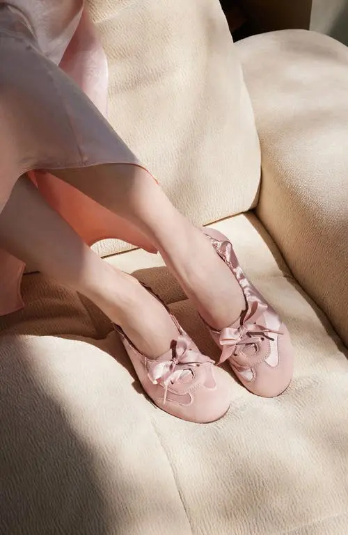 Vivaia Round-toe Satin Ballerina Sneakers - Peach Blush