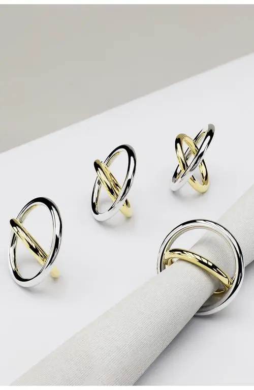 ANNA NEW YORK Set Of 4 Mixed Metal Napkin Rings - Silver And Gold
