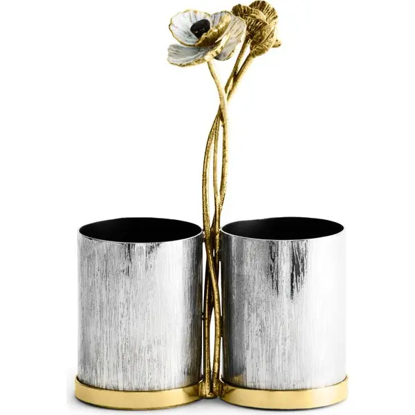 Michael Aram Anemone Cutlery Caddy - Silver/gold