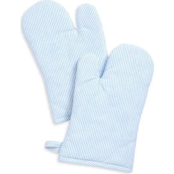 WEEZIE Set Of 2 Stripe Oven Mitts - Blue Stripe