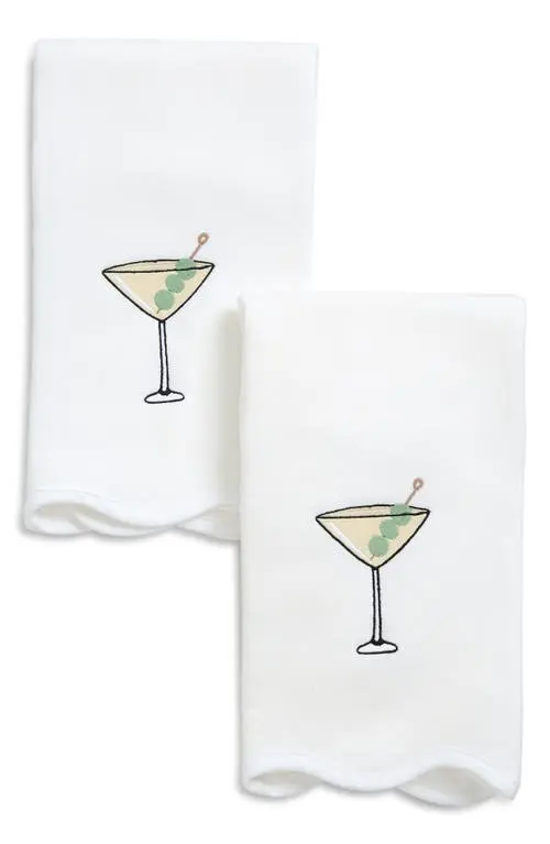 WEEZIE Set Of 2 Scallop Powder Bath Towels - Martini