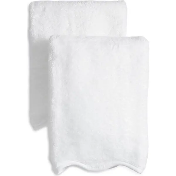 WEEZIE 2-pack Scalloped Organic Cotton Terry Hand Towels - White
