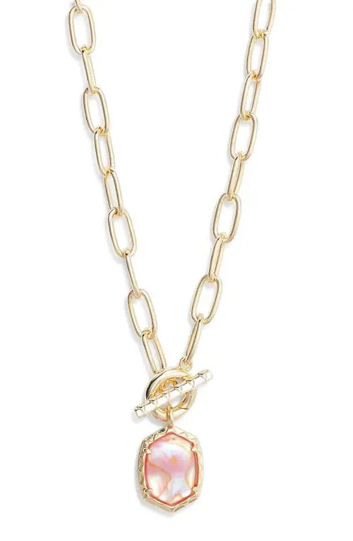 Kendra Scott Boxed Daphne Pendant Chain Necklace - Gold Pink Abalone