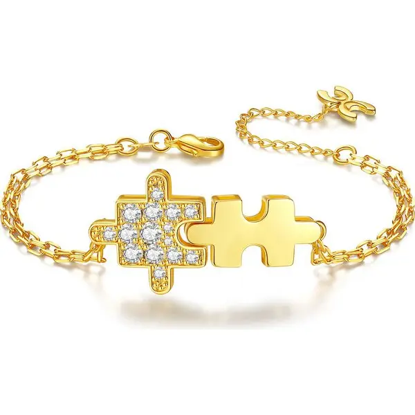 CLASSICHARMS Jigsaw Puzzle Zirconia Bracelet - Gold