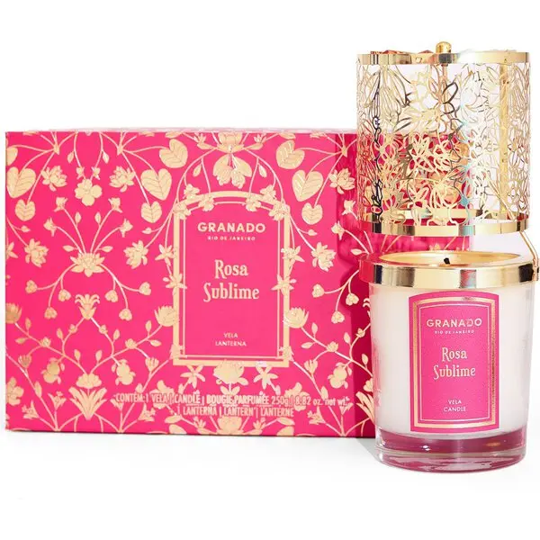 GRANADO Rosa Sublime Scented Candle & Lantern Set - Rose Scented