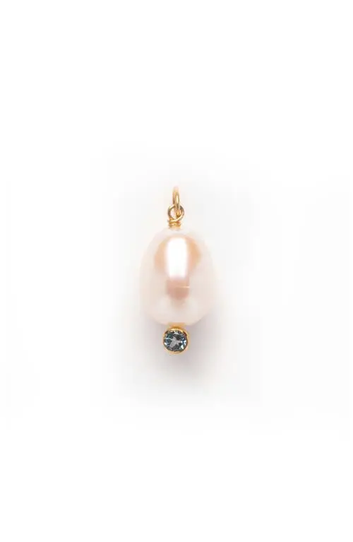 LOCAL ECLECTIC Solid 9k Gold Charm With Pearl And Topaz - Pearl/blue Topaz/gold
