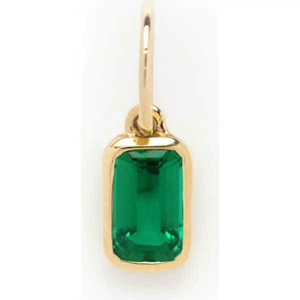 LOCAL ECLECTIC Solid 9k Gold & Baguette-cut Charm - May Lab Created Emerald