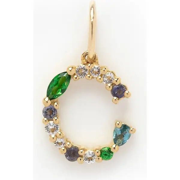 LOCAL ECLECTIC 9k Gold & Semiprecious Stone Initial Charm - C