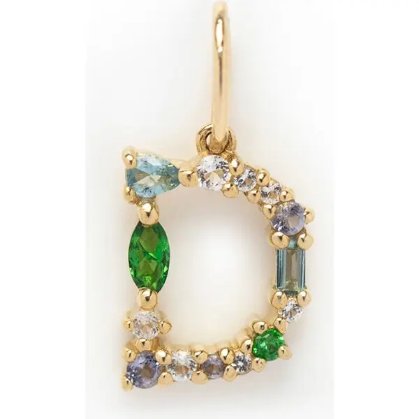 LOCAL ECLECTIC 9k Gold & Semiprecious Stone Initial Charm - D