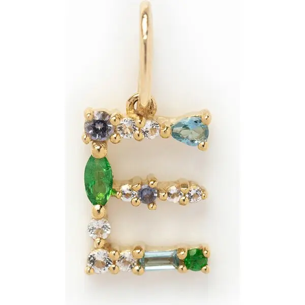 LOCAL ECLECTIC 9k Gold & Semiprecious Stone Initial Charm - E