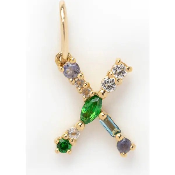 LOCAL ECLECTIC 9k Gold & Semiprecious Stone Initial Charm - X