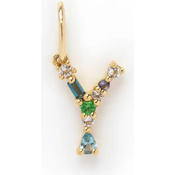 LOCAL ECLECTIC 9k Gold & Semiprecious Stone Initial Charm - Y