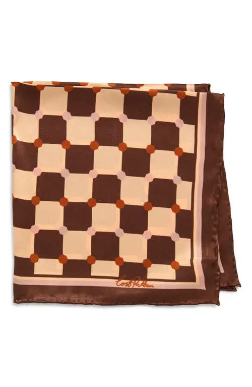 LOST PATTERN Checkerboard Silk Pocket Square - Coffee