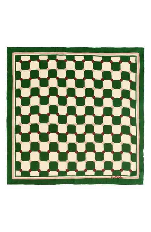 LOST PATTERN Checkerboard Silk Pocket Square - Green
