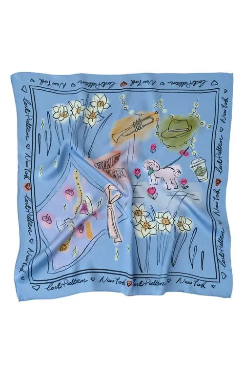LOST PATTERN Nyc In Sketches Silk Bandana - Blue