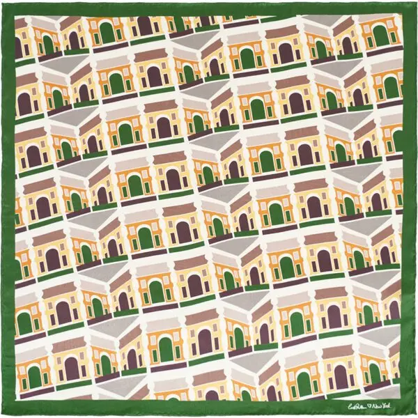 LOST PATTERN Square Arch Print Silk Bandana - Green