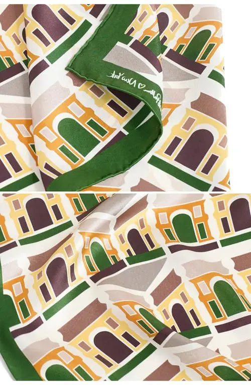 LOST PATTERN Square Arch Print Silk Bandana - Green