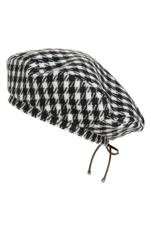 LOST PATTERN Houndstooth Beret - Black