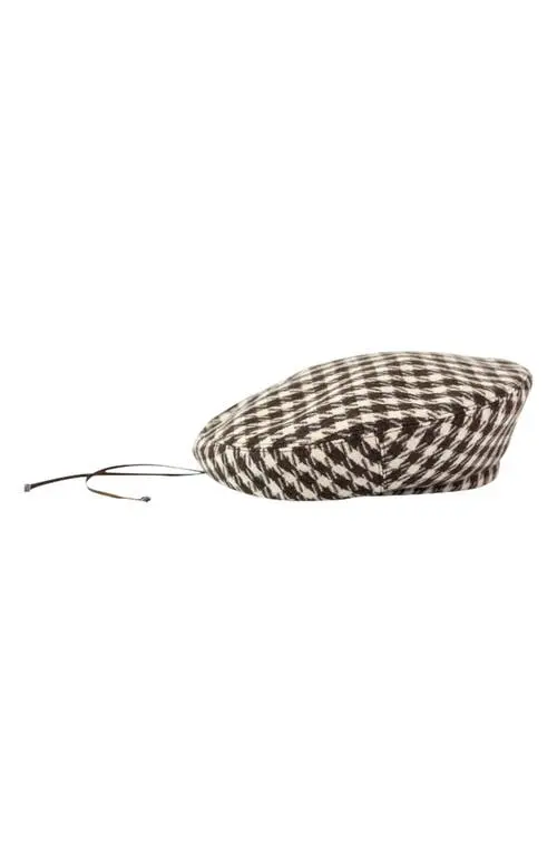 LOST PATTERN Houndstooth Beret - Mocha