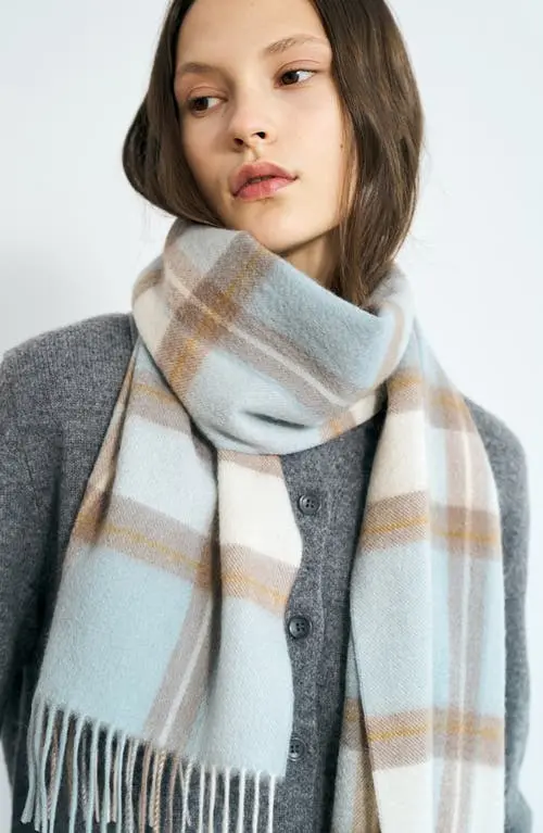 LOST PATTERN Plaid Cashmere Scarf - Blue