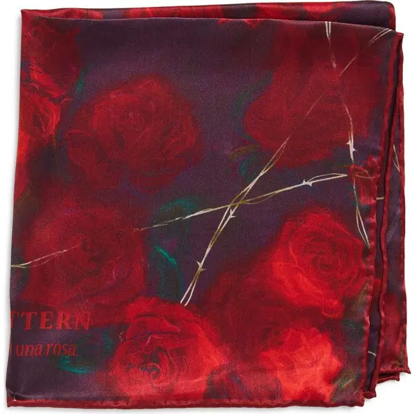 LOST PATTERN La Rosa Silk Pocket Square - Red