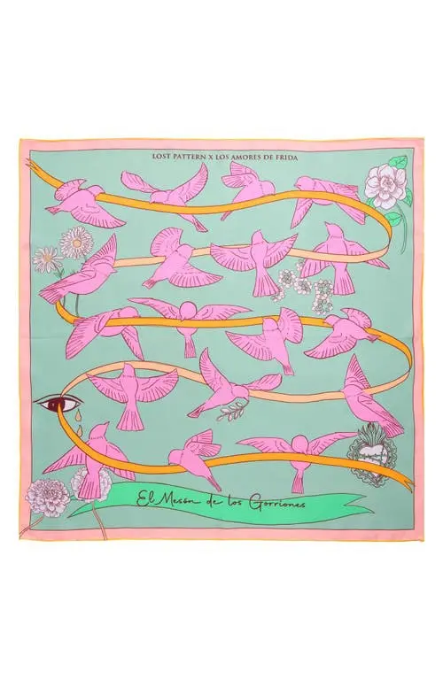 LOST PATTERN House Of Frida Silk Square Bandana - Pink