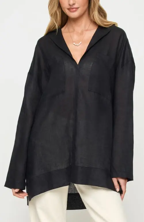 L*Space Oasis Linen Cover-up Tunic - Black