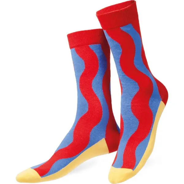 DOIY Curvies 3d Crew Socks - Red Multi